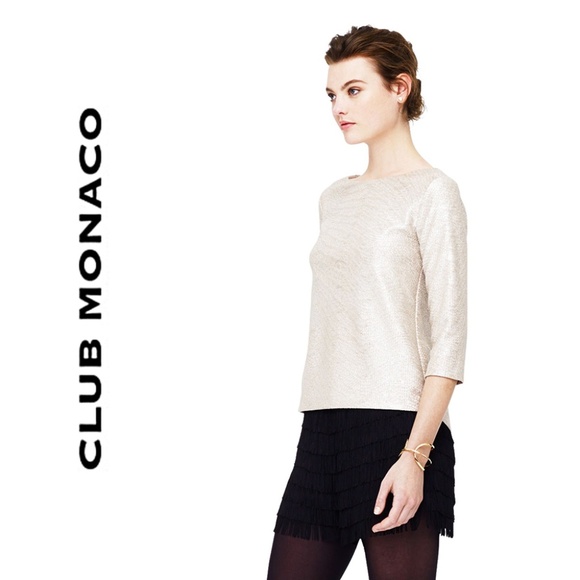 Club Monaco | Tops | Club Monaco White Cheyenne Metallic Top | Poshmark